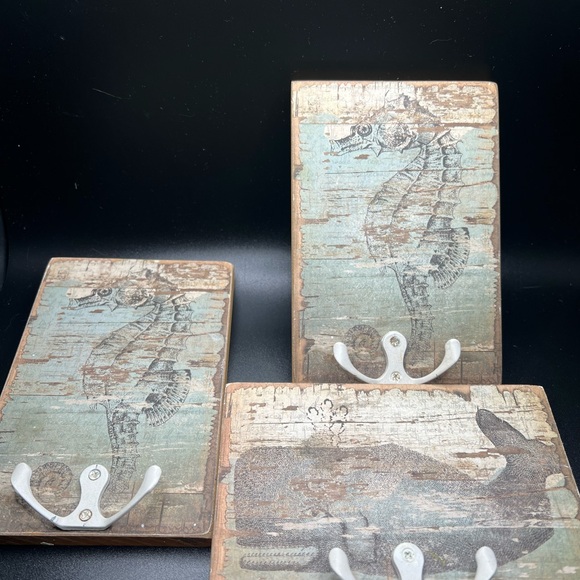 Wall Decor | Rustic Seahorse And Whale Wall Hooks | Poshmark